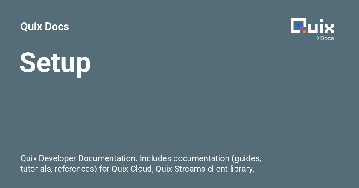 Setup - Documentation Setup - Documentation